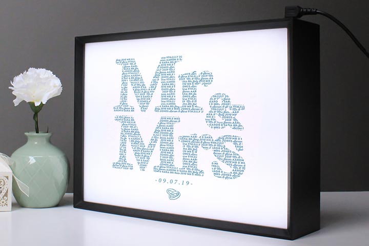 Personalised Mr&Mrs - Mr&Mr - Mrs&Mrs Light Box | Activity Superstore