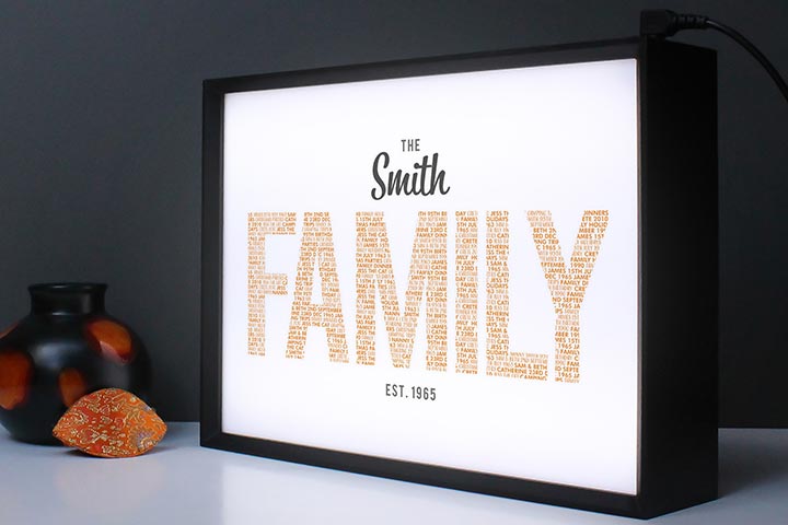 Personalised Family Name Light Box | Activity Superstore